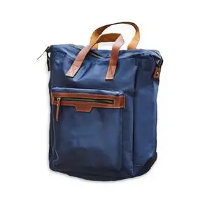 VIDA VIDA Leather Trim Top Zip Backpack - Blue