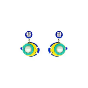 GISSA BICALHO Handmade Acrylic Earring Tang Fish - Blue