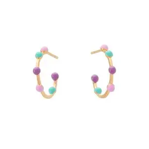 DOLCETTO DESIGNS Bolla Hoop Earrings Gold Vermeil And Enamel - Yellow