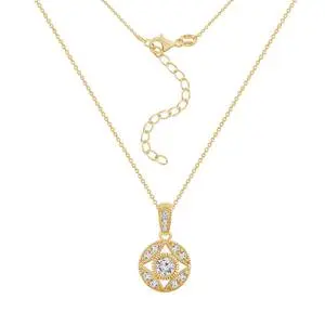DIAMONBLISS Marilyn Monroe Vintage Round Pendant Necklace, Yellow - Gold