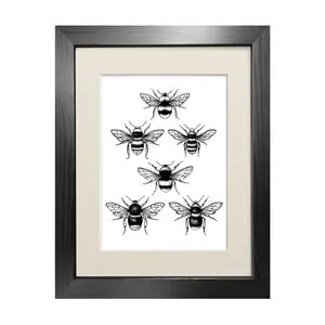 EMILY CARTER British Bees' Fine Art Print A4 - Black