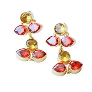 TAYLOR REESE Orange / Gold / Yellow Orange Blossom Gemstone Earrings - Orange/gold/yellow