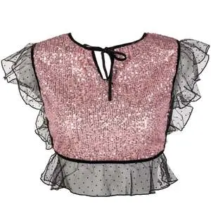 LES JUPONS DE TESS Pink / Black Bubbles Sequin Top