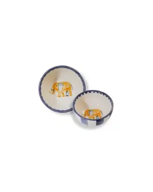 Mojjere Faience Small Bowl Animal Design Indigo - Blue