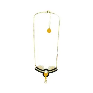 GISSA BICALHO Neutrals Acrylic Handmade Necklace Alamanda Kahki - Yellow