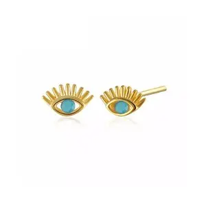 SPERO LONDON Turquoise Bleu Eye Stud Earring Sterling Silver - Gold