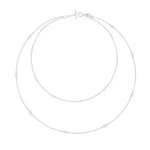 LUCY QUARTERMAINE Double Layer Drop Necklace With Toggle - Silver