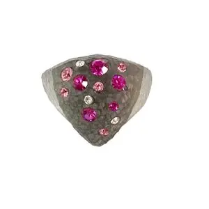 GOLD & HONEY Orange / Black Triangle Shield Ring With Swarovski Crystals In Black - Orange/black