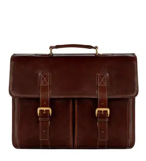 TIME RESISTANCE Leather Satchel Bag The Time Machine - Brown