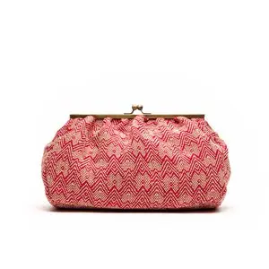DANNI RO Neutrals Porto Clutch Raffia Strawberry Color - Orange