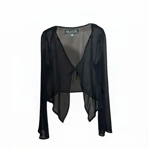 AMORTIZIA Arsenic Blouse Sheer Flowy Long Sleeve Top - Black