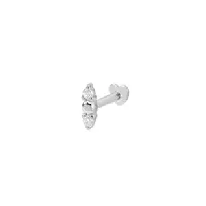 VANCHI 14k Solid White Gold Greta Lab-grown Diamond Flat Back Stud - Silver
