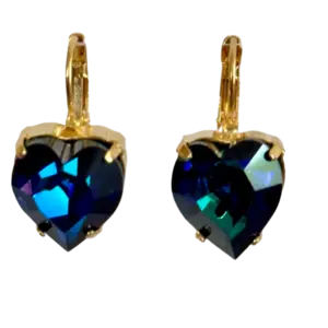 LAURA GRAY Small Dark Heart Post Earrings - Blue