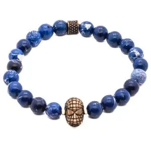 EBRU JEWELRY Gold / Blue Spider Blue Beaded Bracelet Blue - Gold/blue