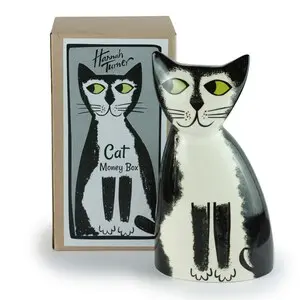 Hannah Turner White Cat Money Box - Black