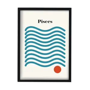FANCLUB Blue / Red Pisces Zodiac Star Sign A2 Art Print - Blue/red
