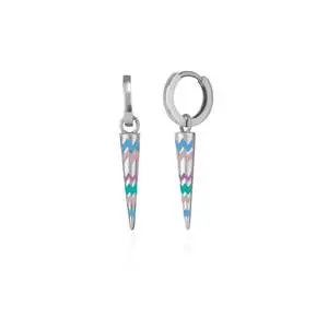 SPERO LONDON Rainbow Spike Sterling Drop Hoop Earrings - Silver
