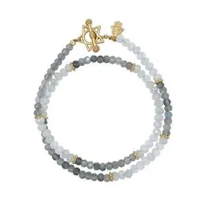 KARMA AND LUCK Celestial Path Moonstone Labradorite Star Wrap Bracelet - Grey