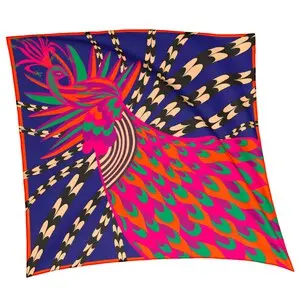 CREATURE MARSEILLE L'enchanteur Mulitcolore The Scarf In Silk And Cotton / Design In France Made In Italy - Blue