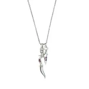 RIZE Silver / Red Ruby Dagger & Arrow Amulet Necklace Sterling Silver - Silver/red