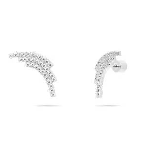 MEULIEN Sequenced Triple Arc Earrings With Pave Cz - Silver