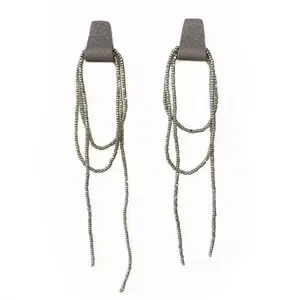 WAIWAI Neutrals Bliss Beaded Dangle Earrings - Black