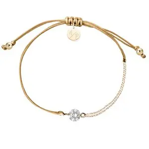 ADRIANA PAPPAS DESIGNS Cz Solitaire Bracelet On Colored Cord Caramel - Brown