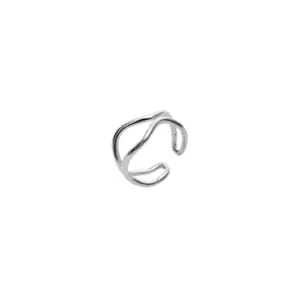 SPERO LONDON Wavy Lines Sterling Wave Ring - Silver