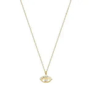 LINYA JEWELLERY Real Eye Necklace, Evil Eye Pendant, Mini Eye Charm, Eyelash Necklace, Minimalist Jewelry, Good Luck Protector Necklace - Gold