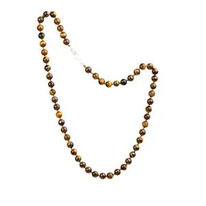 AMONTA Brown / Silver Tiger Eye Silk Necklace - Brown/silver