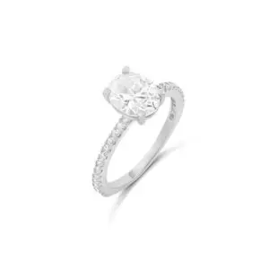 SHYMI Oval Shape Stone On Pave Band - Silver