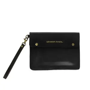 VIDA VIDA Adventure Awaits Leather Travel Wallet - Black