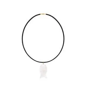 ADRIANA PAPPAS DESIGNS Black / White Quartz Fish Choker- Black Cord - Black/white