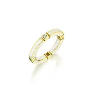 C|ND|N BY CANDAN BALTO Megaron Silver & White Mother Of Pearl Enamel Ring - Gold