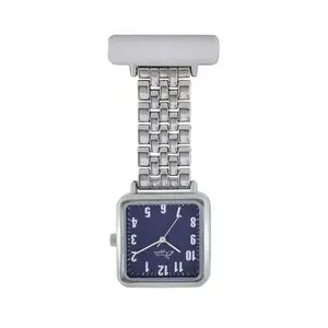 BERMUDA WATCH COMPANY Annie Apple Blue & Link Square Nurse Fob Watch Silver