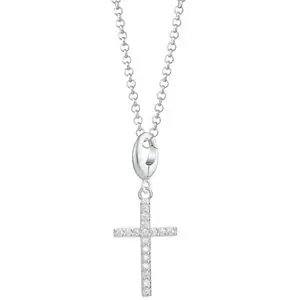 LILY CHARMED Sterling Crystal Cross Charm Necklace - Silver