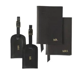 VIDA VIDA Mr & Mrs Leather Travel Set - Black