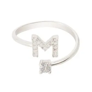 LATELITA White / Silver Initial Ring Silver M - White/silver