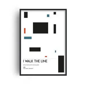 FANCLUB Black / Blue / Red I Walk The Line Rock And Roll Graphic Giclée Art Print A2 - Black/blue/red