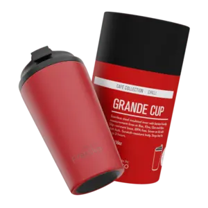 Fressko Grande 16oz / 475ml Reusable Coffee Cup, Stainless Steel Chilli - Red