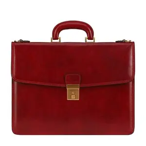 TIME RESISTANCE Leather Briefcase The Sound Of The Mountain - Red