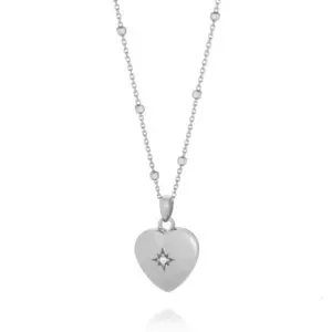 NELLOU JEWELLERY Starlight Heart Locket Necklace Sterling - Silver