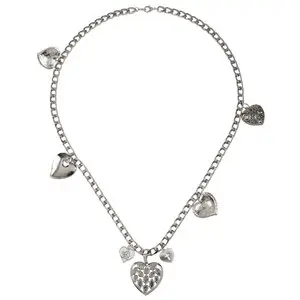 CARAMEL VINTAGE JEWELLERY Vintage Plated Heart Amour Necklace - Silver