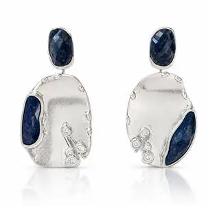RARE MATTERS JEWELRY Cascade Natural Lapis Gemstone Silver Earring - Blue