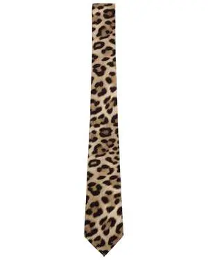 LORDS OF HARLECH Talia Leopard Printed Tie - Brown