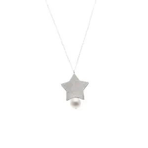 SILVER MOON Sterling Necklace With Pendant Morning Star Pearl - Silver