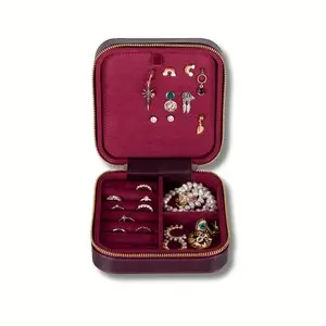 LEATHERE Luxury Travel Jewelry Box – Burgundy Palermo - Red