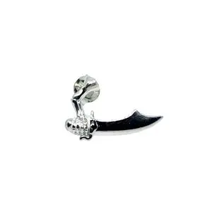 TG-JEWELLERY BY TAMARA GERVASIO Silver / Black Single Arm Skull Dagger Stud Earring In Sterling Silver - Silver/black