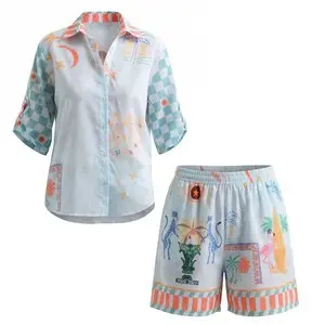 Loveist Store Alegrino Coastal Print Co-ord Resort Shirt - Blue