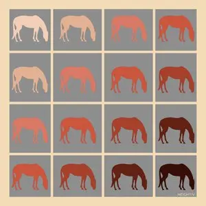NEIGHTIV Checkered Horse Silk Scarf- Grazing Symmetry Large - Grey